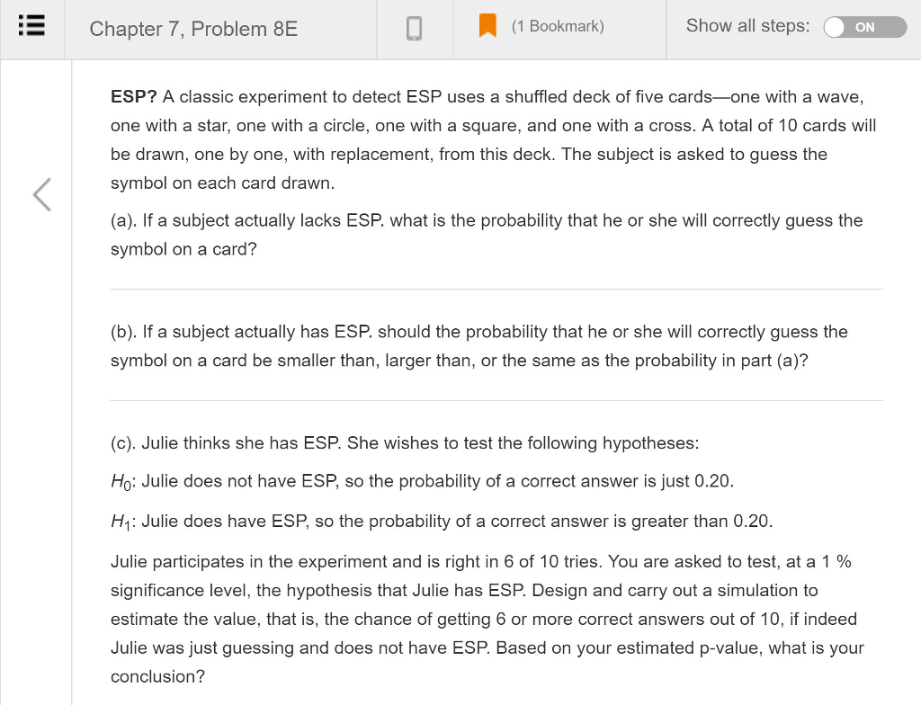 Solved Chapter 7, Problem 8E (1 Bookmark) Show all steps: ON | Chegg.com Solved Chapter 7, Problem 8E (1 Bookmark) Show all steps: ON | Chegg.com