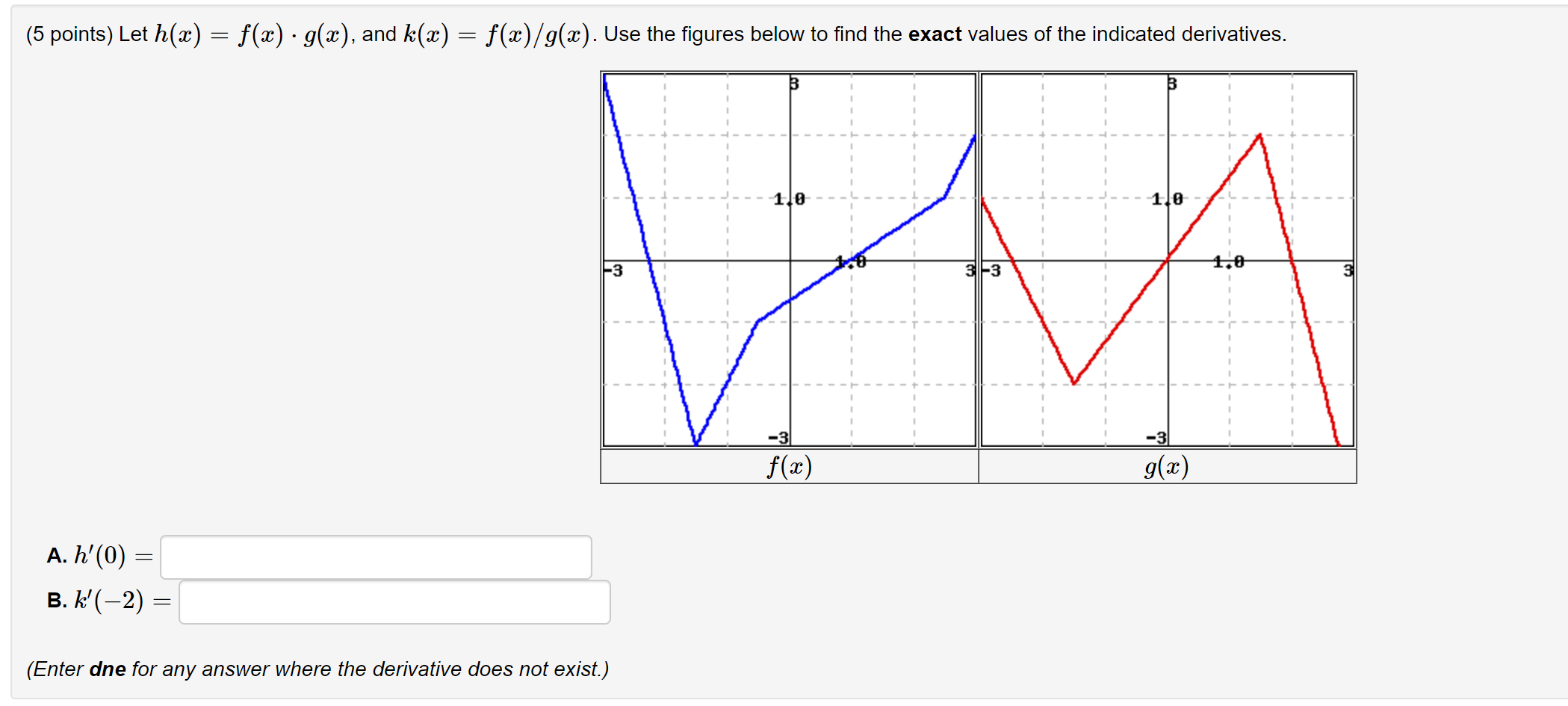 Solved (5 points) Let h(x)=f(x)⋅g(x), and k(x)=f(x)/g(x). Us | Chegg.com Solved (5 points) Let h(x)=f(x)⋅g(x), and k(x)=f(x)/g(x). Us | Chegg.com