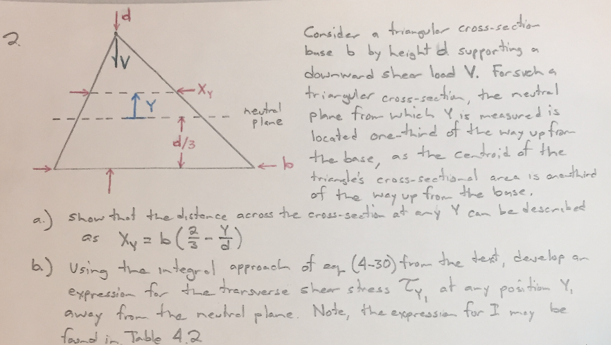 - neutral plane Consider a triangular cross-section | Chegg.com