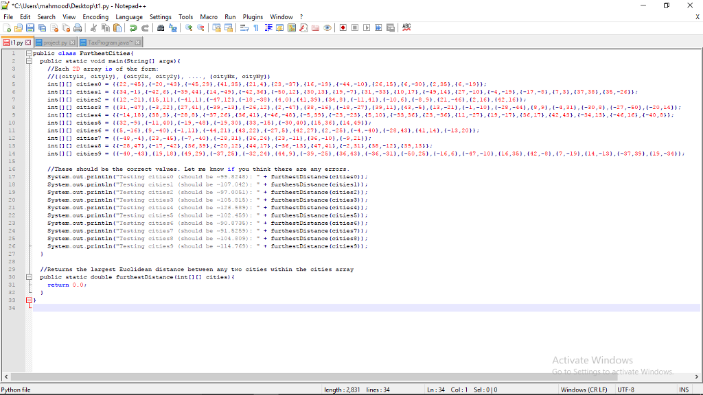 Solved File Edit Search View Encoding Language Settings | Chegg.com