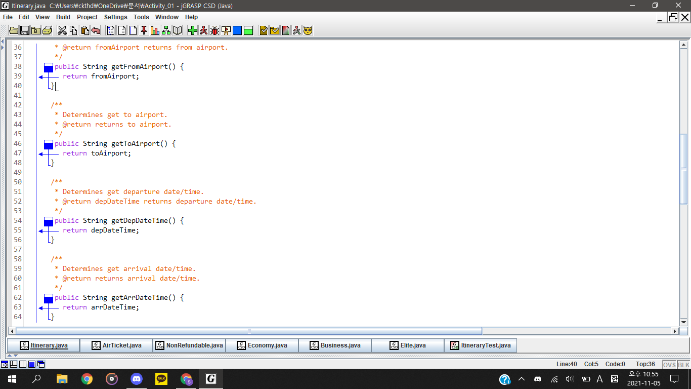 Solved G itinerary.java C:WUsersckthdwOneDriveWAWActivity_01 | Chegg.com