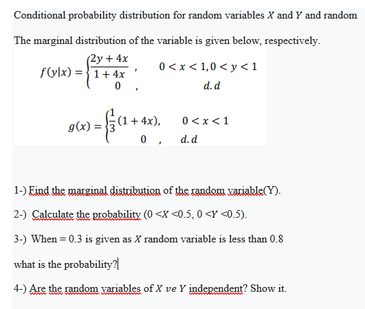 Solved Conditional probability distribution for random | Chegg.com