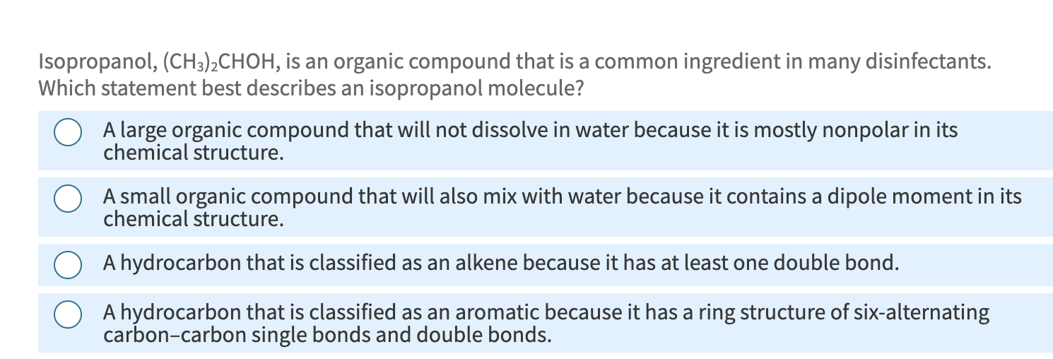 Solved Isopropanol, (CH3)2CHOH, is an organic compound that | Chegg.com