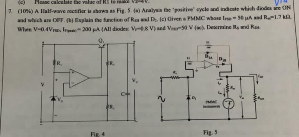 Solved by an EXPERT A Half-wave rectifier is ﻿shown as ﻿Fig. 5. (a) | Chegg.com