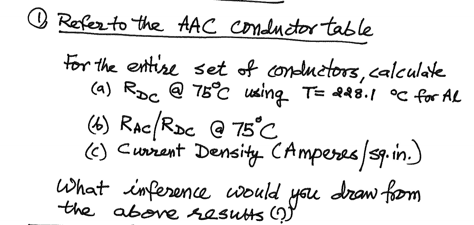 FOT ORE 0 Refer to the AAC conductor table For the | Chegg.com