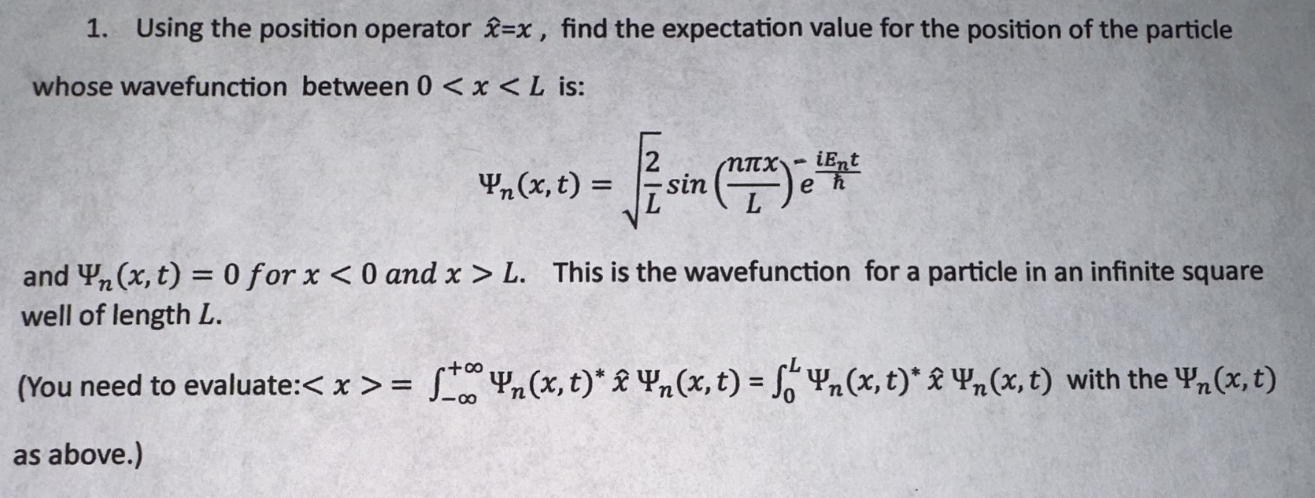 Solved Using the position operator hat(x)=x, ﻿find the | Chegg.com
