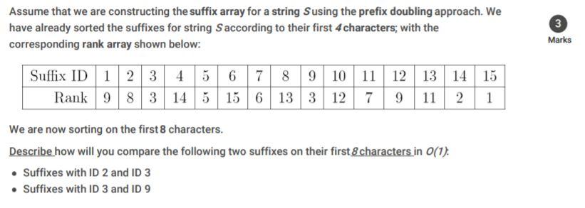 3 Marks Assume that we are constructing the suffix | Chegg.com