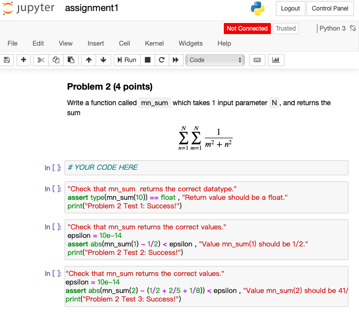 Solved Jupyter Assignment1 Logout Control Panel Not