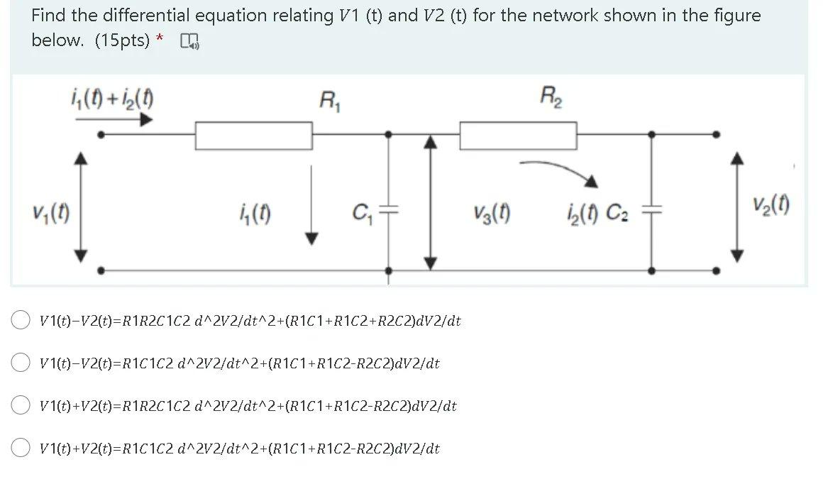 Solved 1. Find the differential equation relating V1 (t) and | Chegg.com