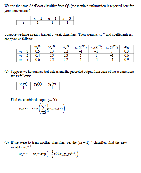 Solved We use the same AdaBoost classifier from Q8 (the | Chegg.com