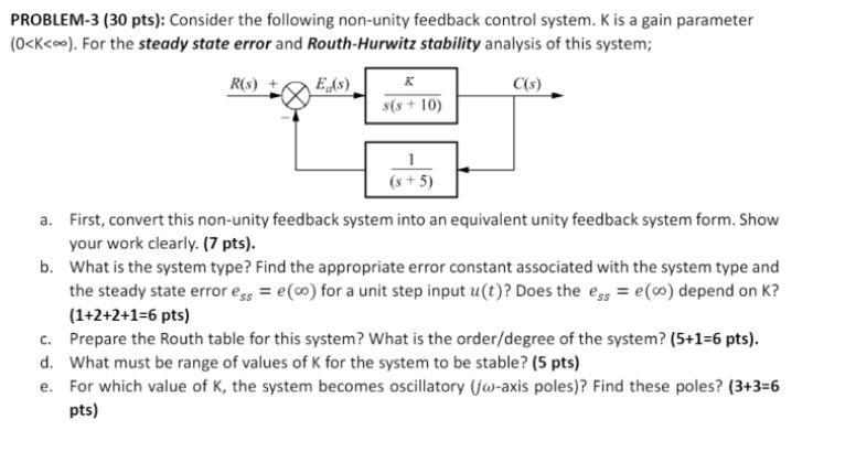 Solved PROBLEM-3 ( 30 pts): Consider the following non-unity | Chegg.com