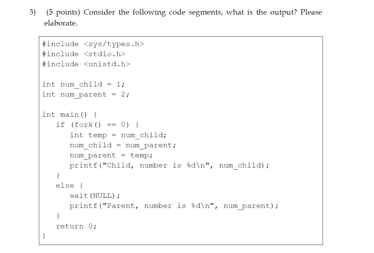 Solved 3) (5 points) Consider the following code segments, | Chegg.com