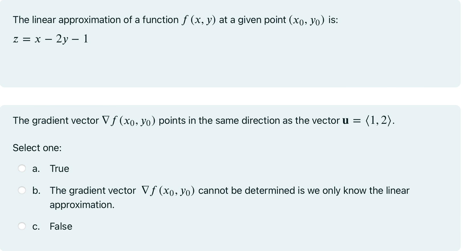 Solved The linear approximation of a function f(x,y) ﻿at a | Chegg.com