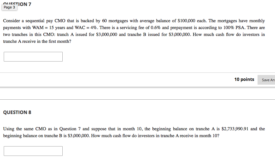 LECTION 7 Page 3 Consider a sequential pay CMO that | Chegg.com