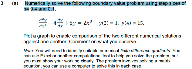 Solved 3. (a) Numerically solve the following boundary value | Chegg.com