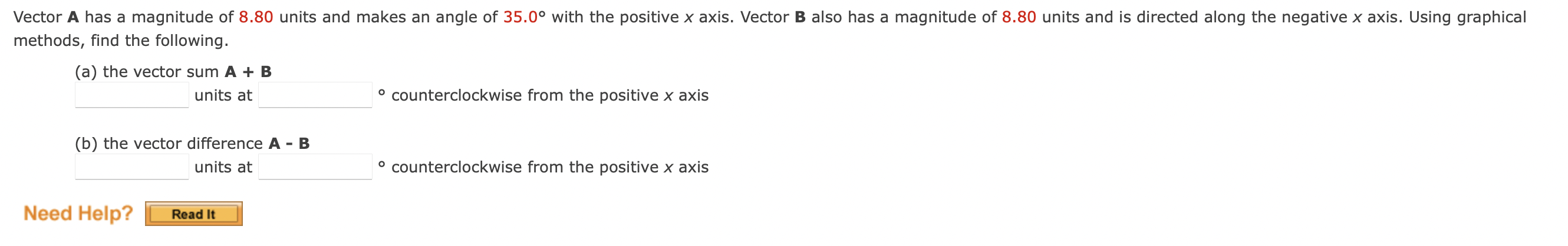 Solved methods, find the following.(a) ﻿the vector sum | Chegg.com