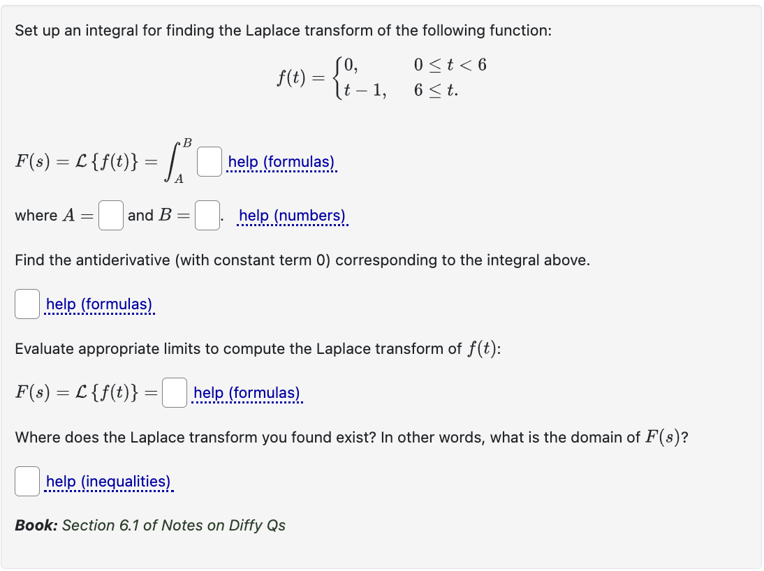 Solved Set up an ﻿integral for finding the Laplace transform | Chegg.com
