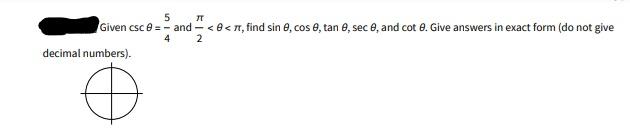 Solved 5 TT Given csc 8=-and-