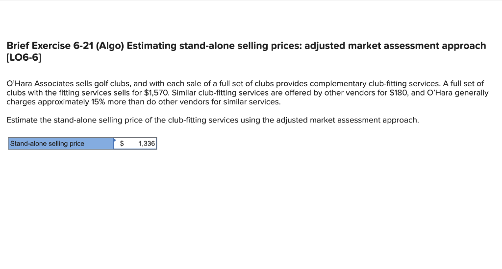 Solved Brief Exercise 6-21 (Algo) Estimating stand-alone | Chegg.com