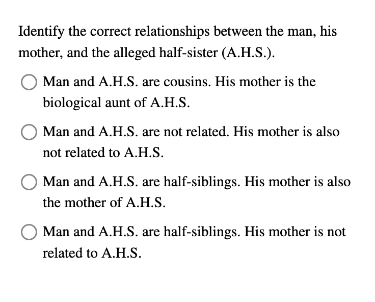 Solved Identify the correct relationships between the man, | Chegg.com