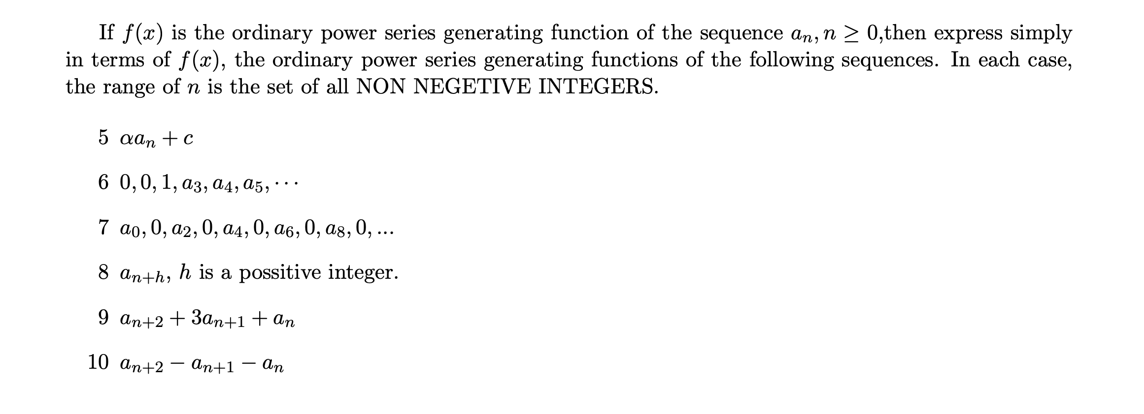 Solved If Fx Is The Ordinary Power Series Generating