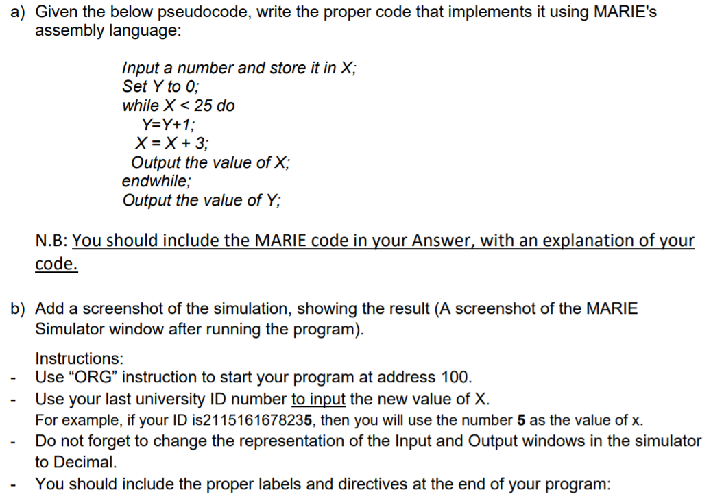 Solved A Given The Below Pseudocode Write The Proper Code 7802