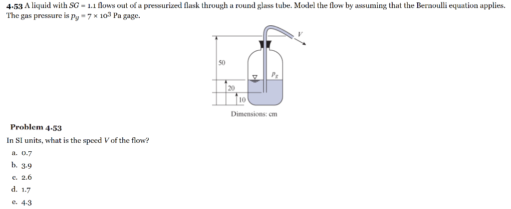 Solved 4.53 A liquid with SG = 1.1 flows out of a | Chegg.com