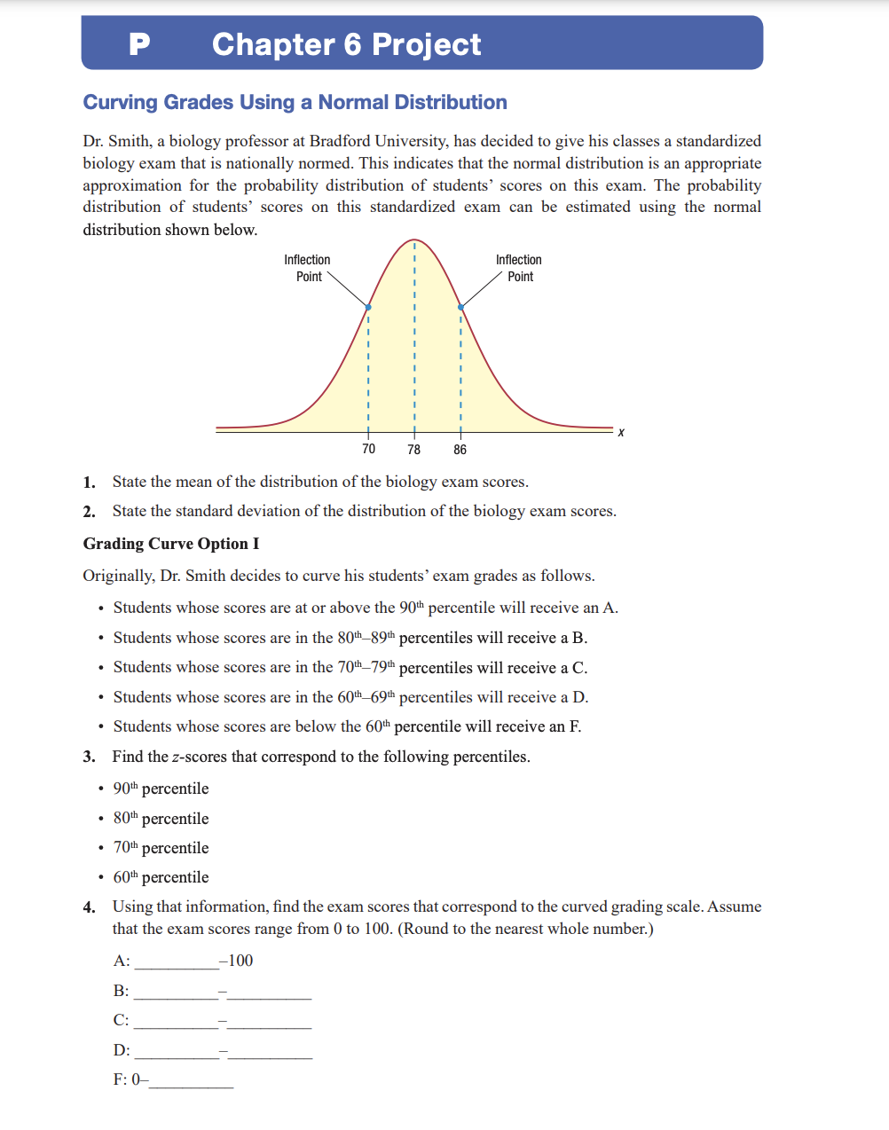 Solved P Chapter 6 Project Curving Grades Using a Normal | Chegg.com