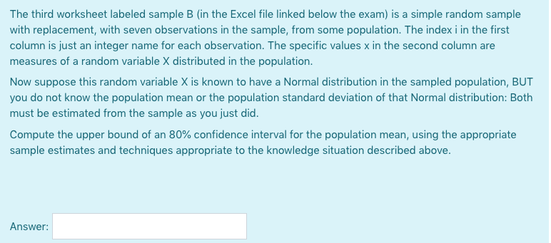 Solved The third worksheet labeled sample B (in the Excel | Chegg.com