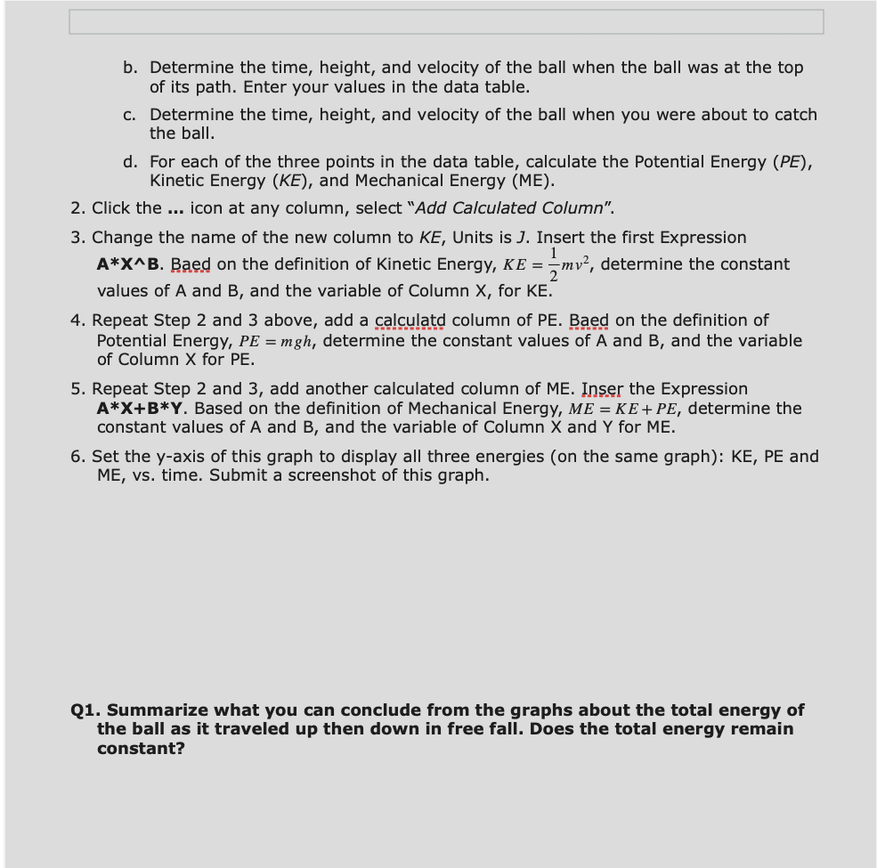 Solved Experiment: Energy of a Tossed Ball OBJECTIVES 1. | Chegg.com