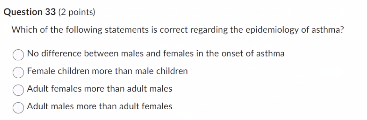 Solved Question 33 (2 points) Which of the following | Chegg.com