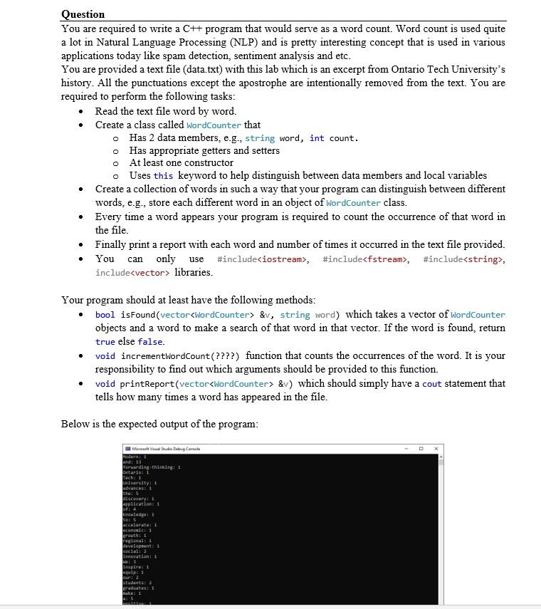 Solved Question You are required to write a C++ program that | Chegg.com