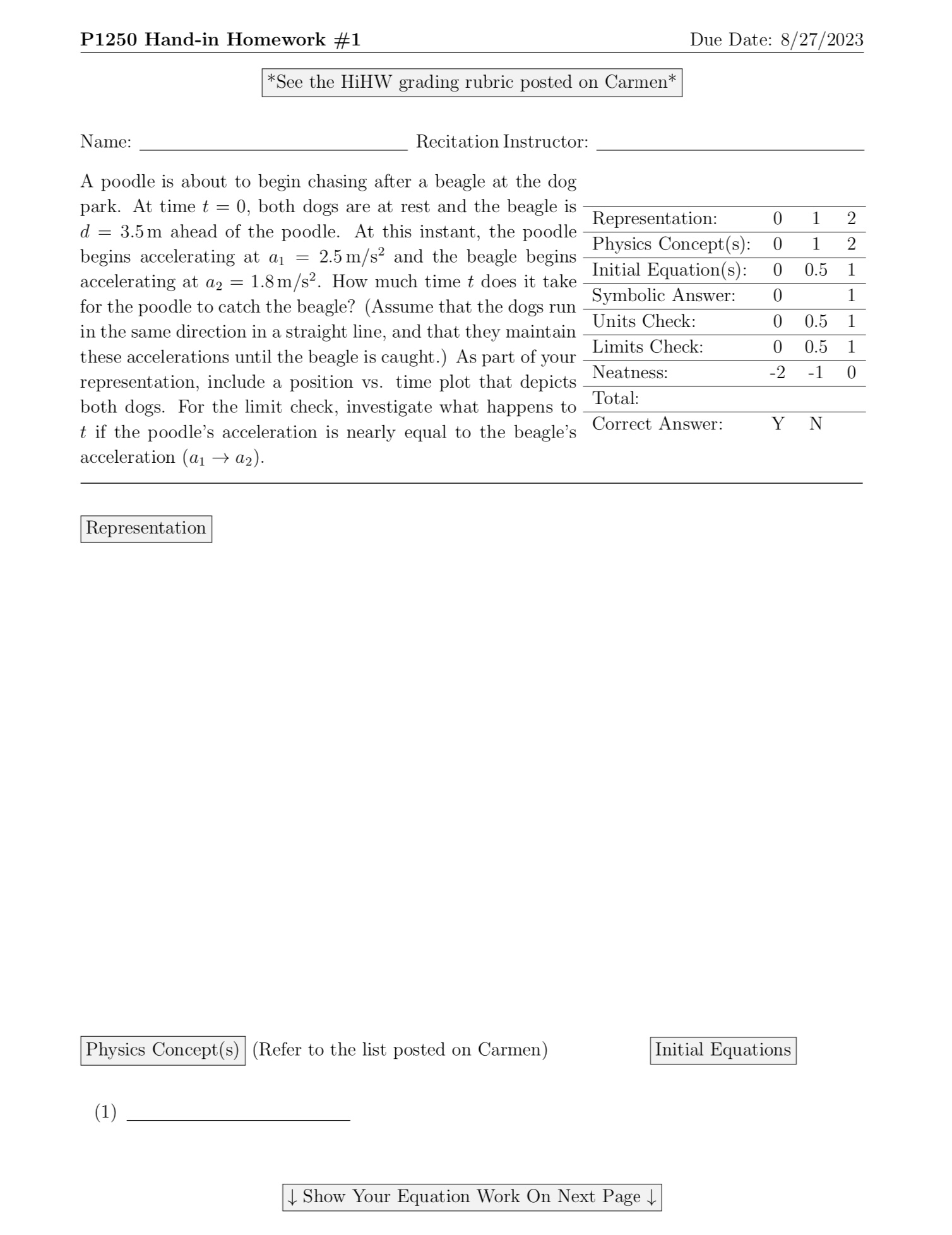 Solved Name: Recitation Instructor: A poodle is about to | Chegg.com