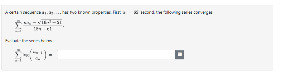 Solved A certain sequence a1,a2,… has two known properties. | Chegg.com