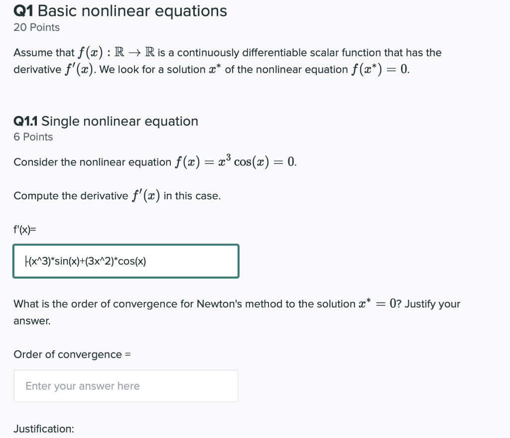 Solved Q1 Basic nonlinear equations 20 Points Assume that | Chegg.com