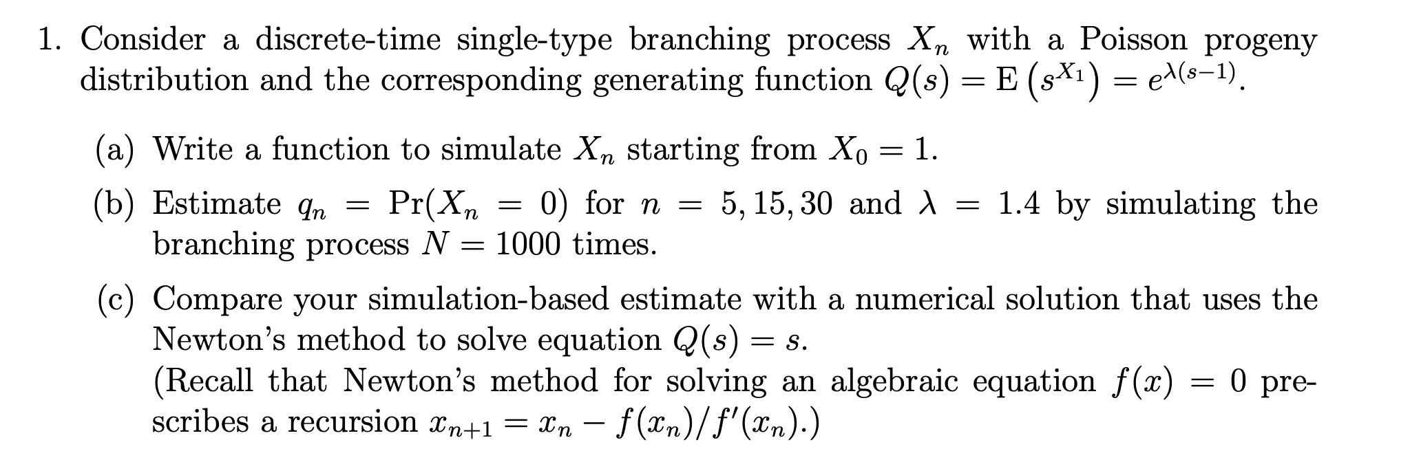 1. Consider a discrete-time single-type | Chegg.com