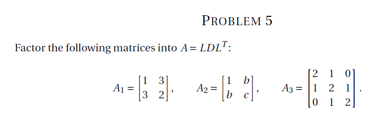 Solved Factor the following matrices into A=LDLT : | Chegg.com