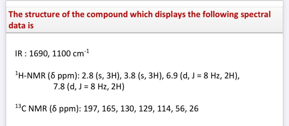 Solved The structure of the compound which displays the | Chegg.com