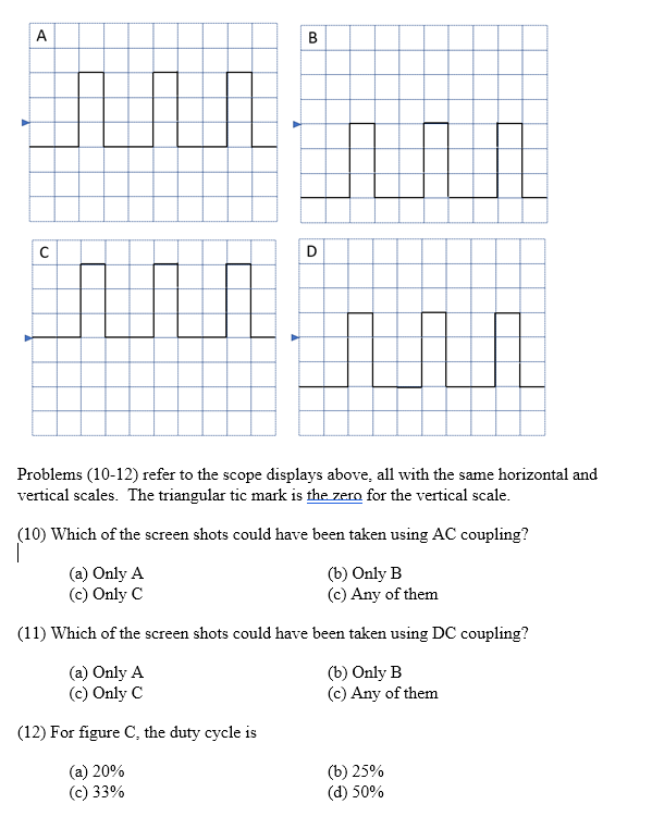 Solved Problems (10-12) ﻿refer to the scope displays above, | Chegg.com