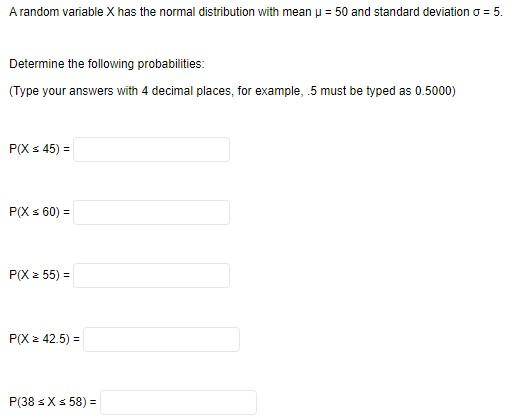 Solved A random variable X has the normal distribution with | Chegg.com