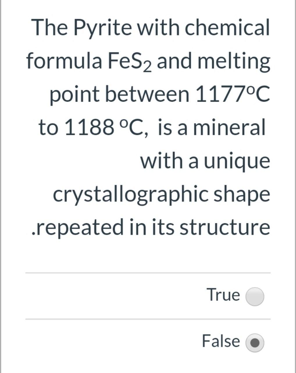 Solved The Pyrite with chemical formula FeS2 and melting | Chegg.com