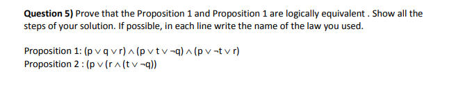 Solved Question 5) Prove that the Proposition 1 and | Chegg.com