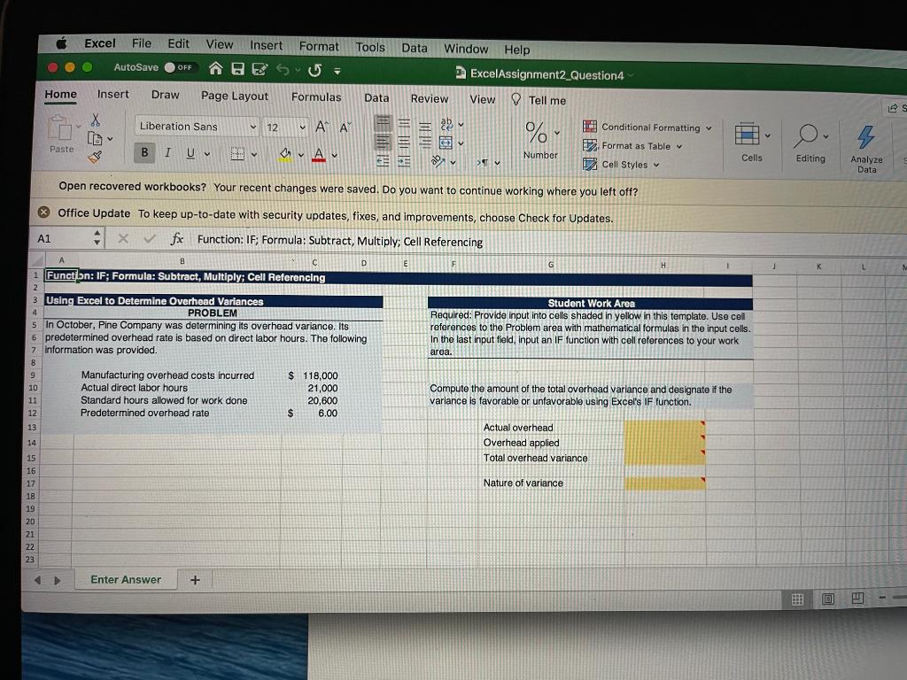 Solved Excel File Edit View Insert Format Tools Data Window | Chegg.com