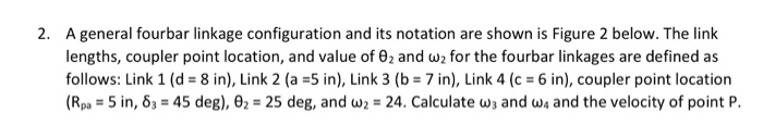Solved A general fourbar linkage configuration and its | Chegg.com