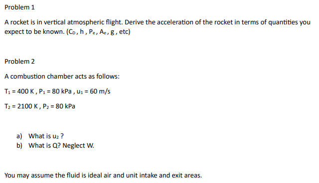 Solved Problem 1A rocket is in vertical atmospheric flight. | Chegg.com