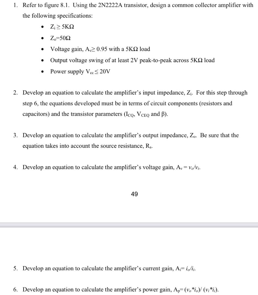 Solved 1. Refer to figure 8.1. Using the 2 N2222 A | Chegg.com
