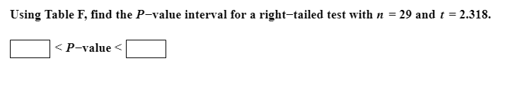 Solved Using Table F, find the P-value interval for a | Chegg.com