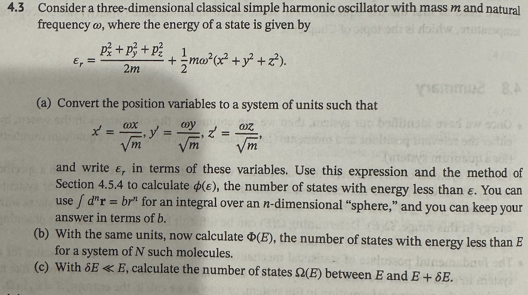 Solved 4.3 ﻿Consider a three-dimensional classical simple | Chegg.com