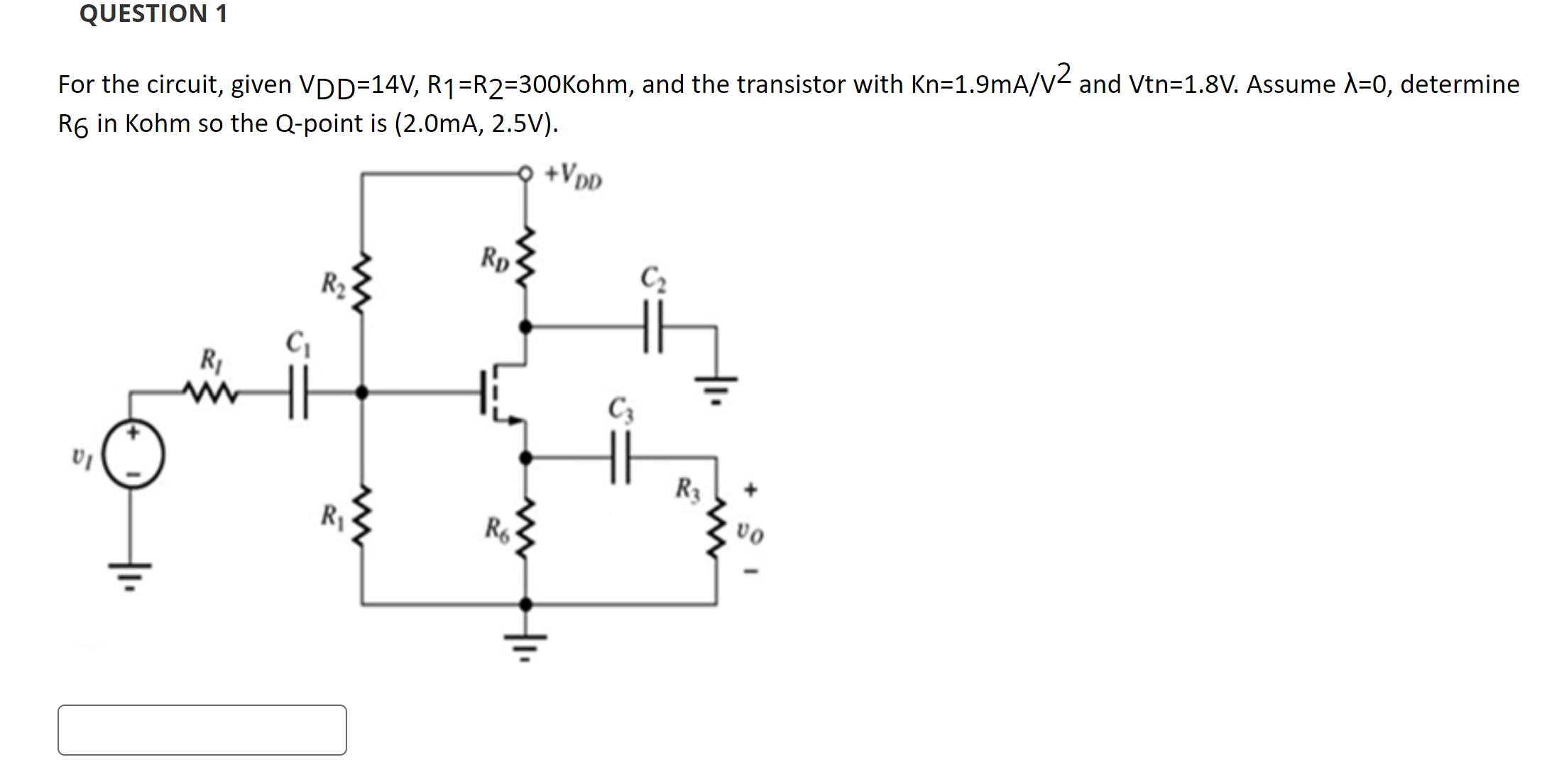 Solved QUESTION 1For the circuit, given VDD=14V,R1=R2=300 | Chegg.com