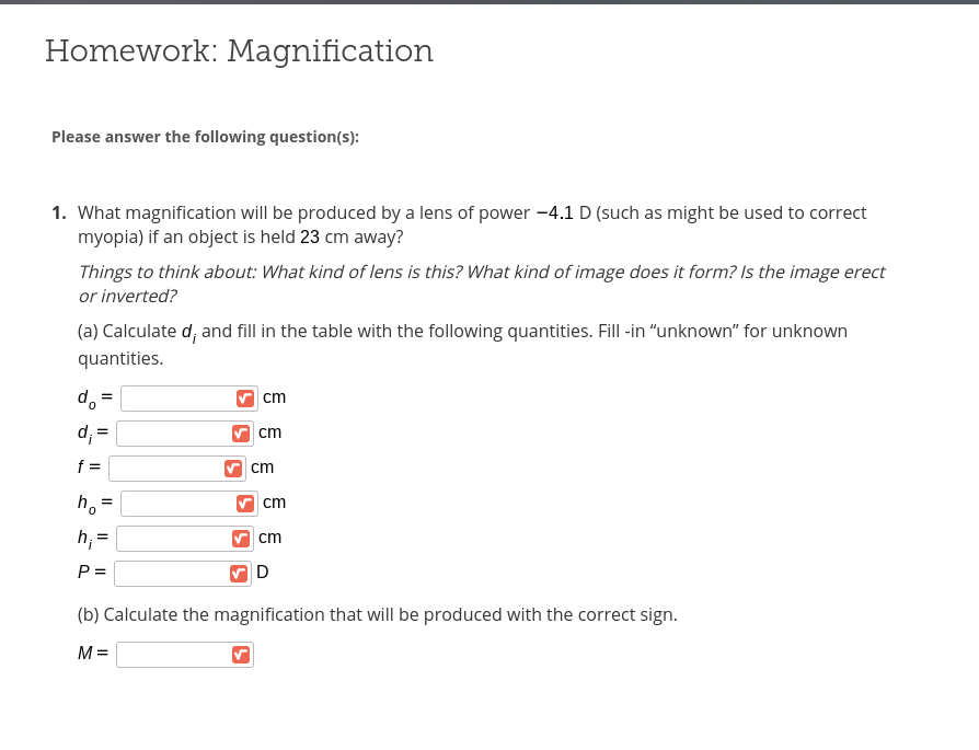 Solved Homework: Magnification Please answer the following | Chegg.com